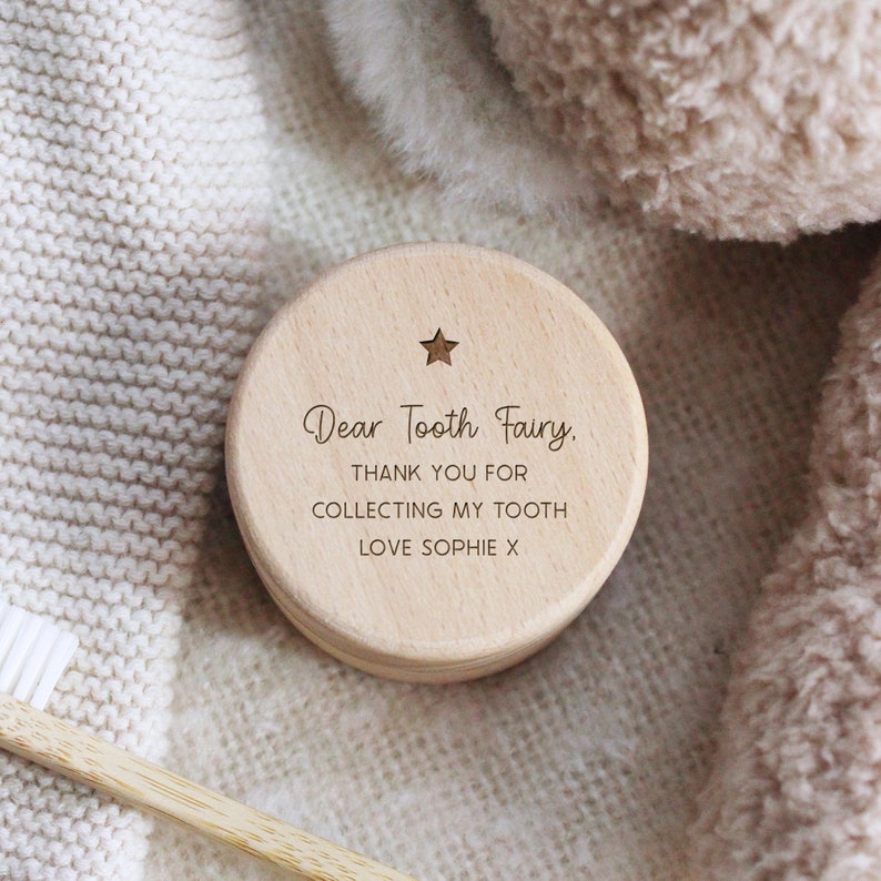 Personalised Tooth Fairy Box, First Tooth Keepsake, Wooden Trinket, New ...
