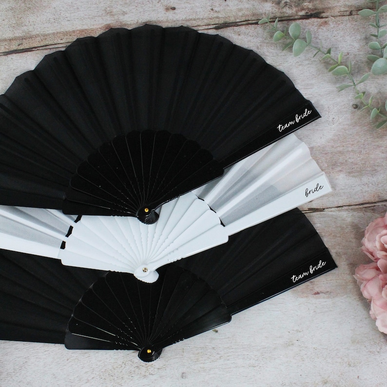 Team Bride Black & White Fans, Bridal Party Destination Hen Do, Summer ...