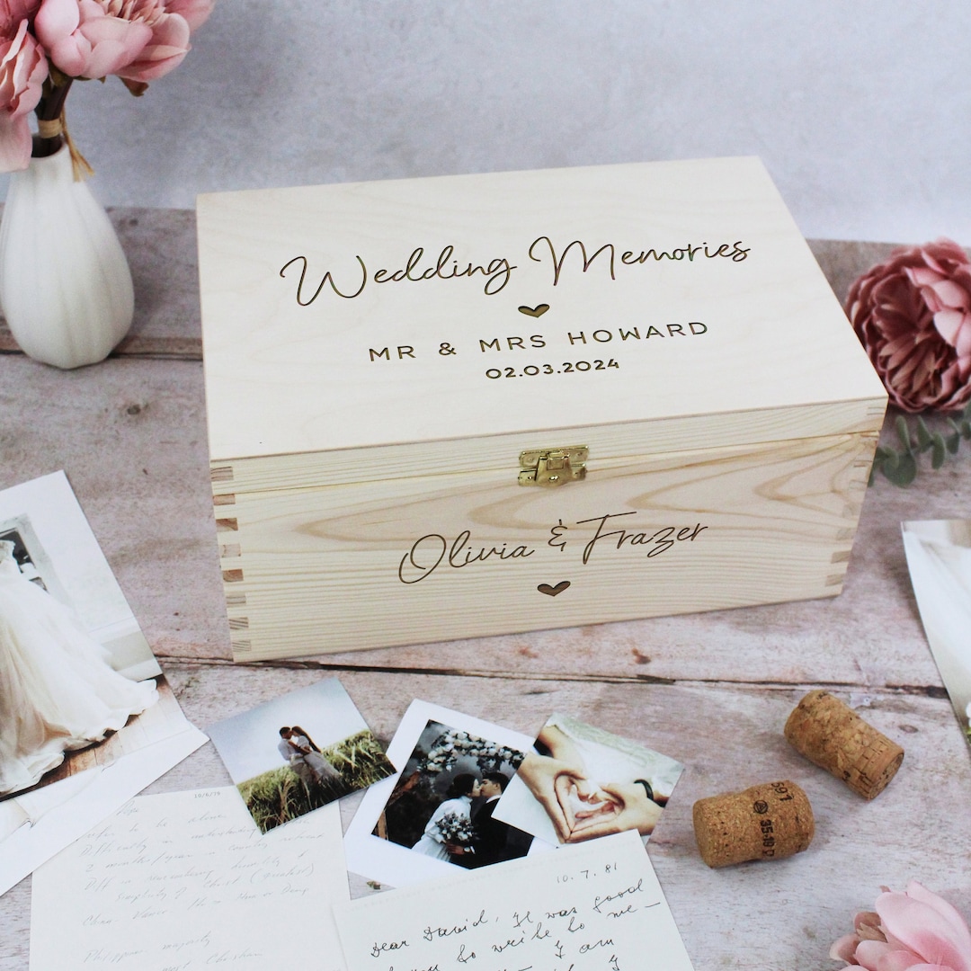 Personalised Wedding Memories Box, Wooden Memory Box With Mr & Mrs Name ...