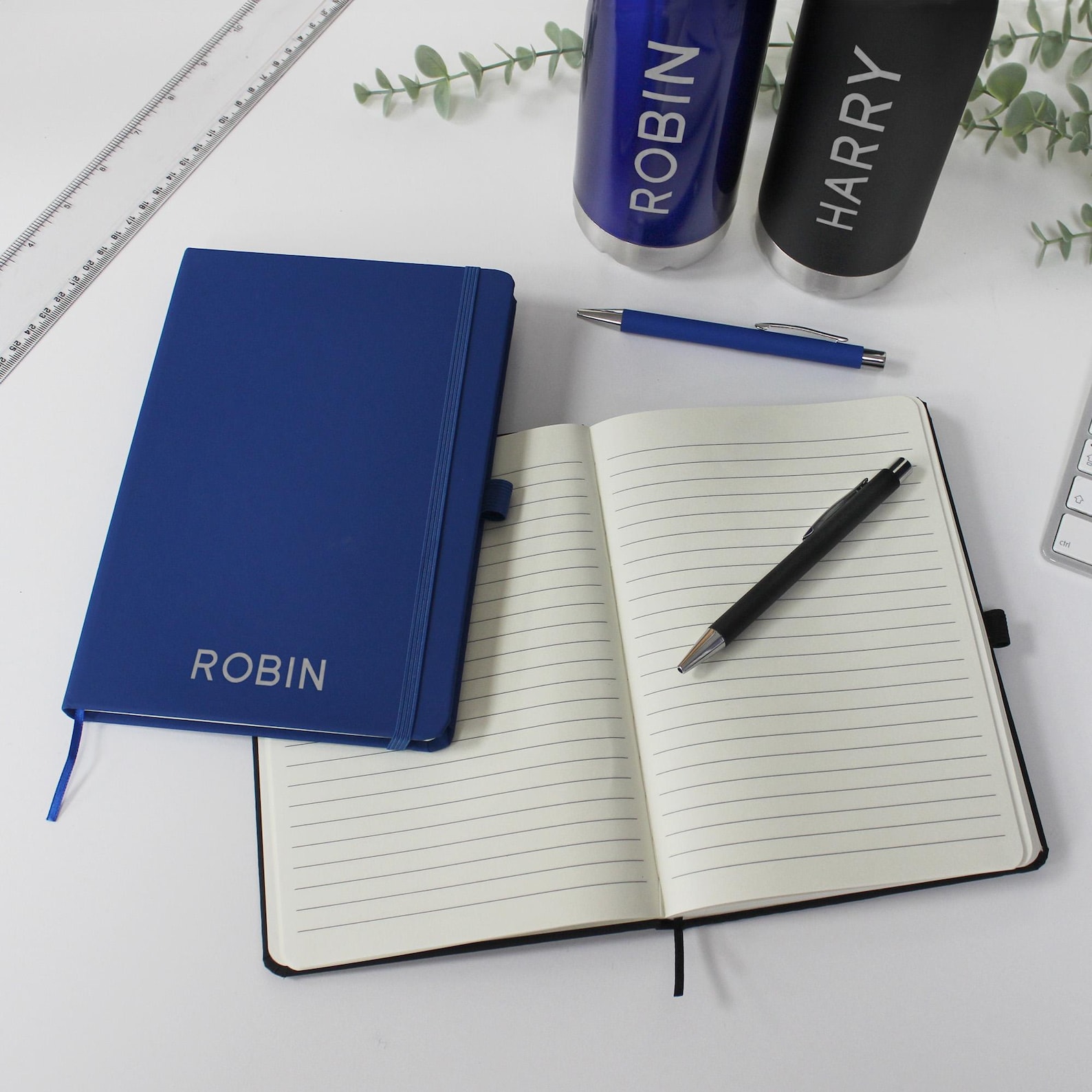 Personalised Notebook & Pen and Bottle Set, Corporate Gift for Staff ...