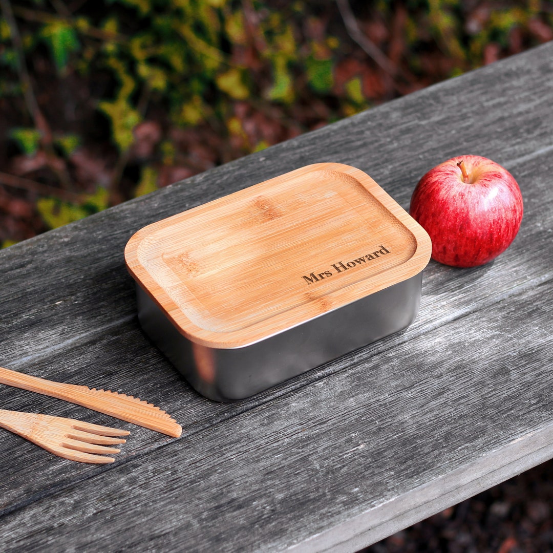Teacher Lunch Box, Personalised Metal Lunch Box With Bamboo Lid, School ...