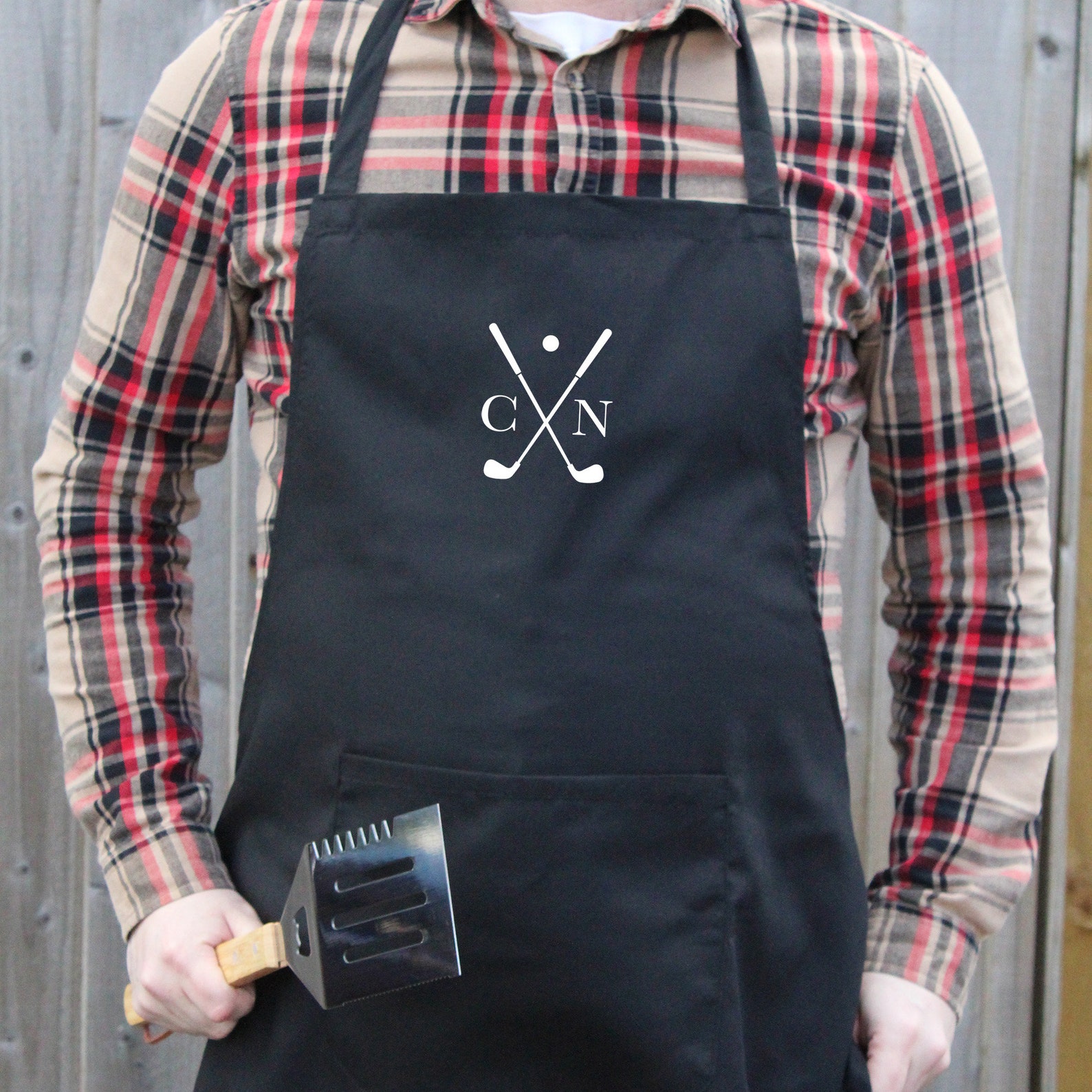 Black Dad’s Cooking Apron, Personalised Monogram Apron With Crossed ...