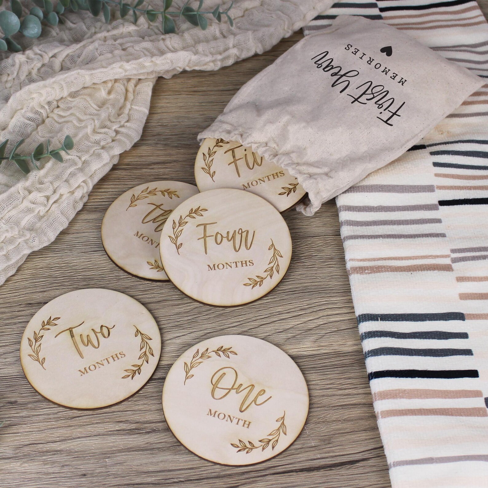 Floral Wooden Milestone Discs, Photo Prop Plaque Baby Shower Gift, Baby ...
