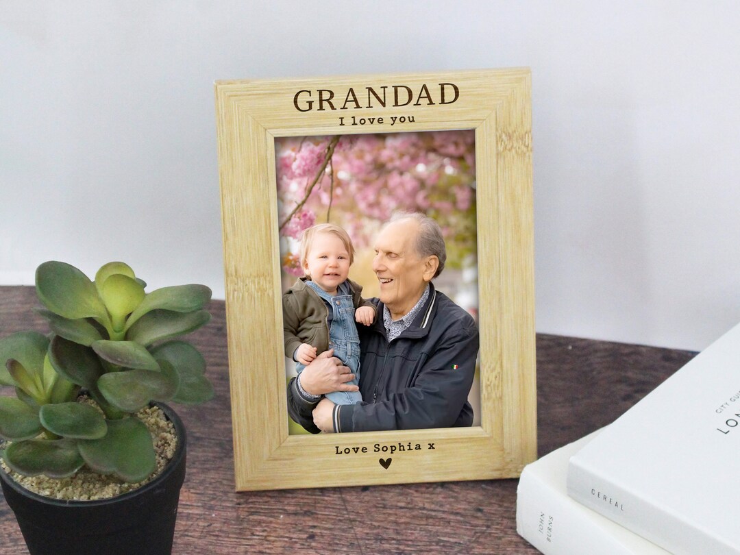 Grandad I Love You Gift, Personalised Wooden Photo Frame, Father’s Day ...