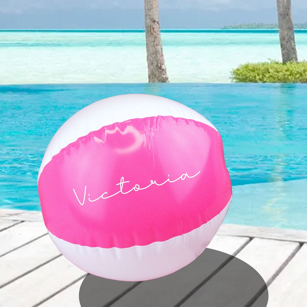 Personalised Vinyl 9 Inflatable Pink Beach Ball Pool - Etsy