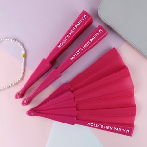Personalised Pink Hand Fan, Hen Party Fan, Bridal Party Favours for Hen ...