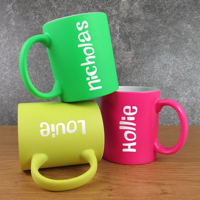 Personalised Neon Mug Ceramic Mug Fluorescent 310ml Tea Cup - Etsy