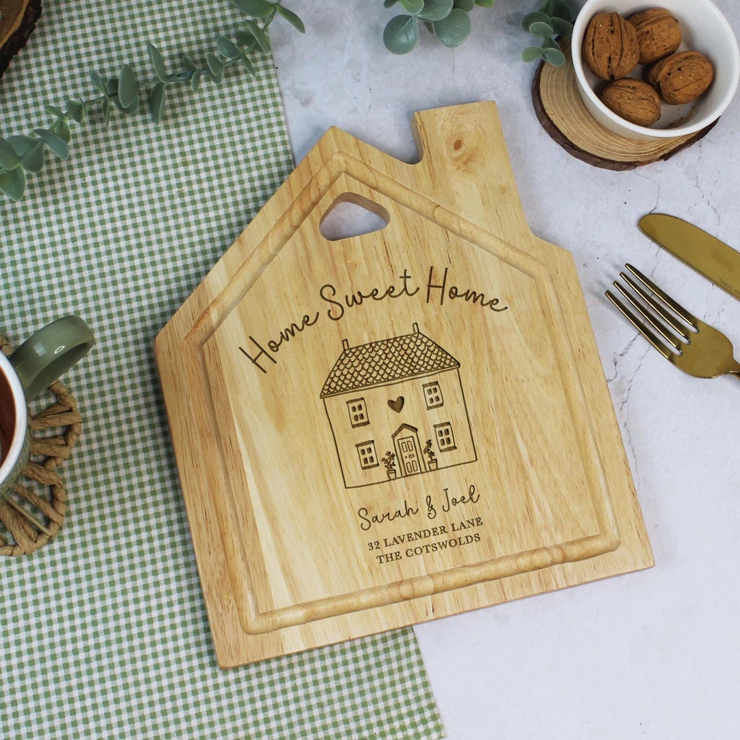 Home Sweet Home House Shaped Board, Personalised Housewarming Board ...