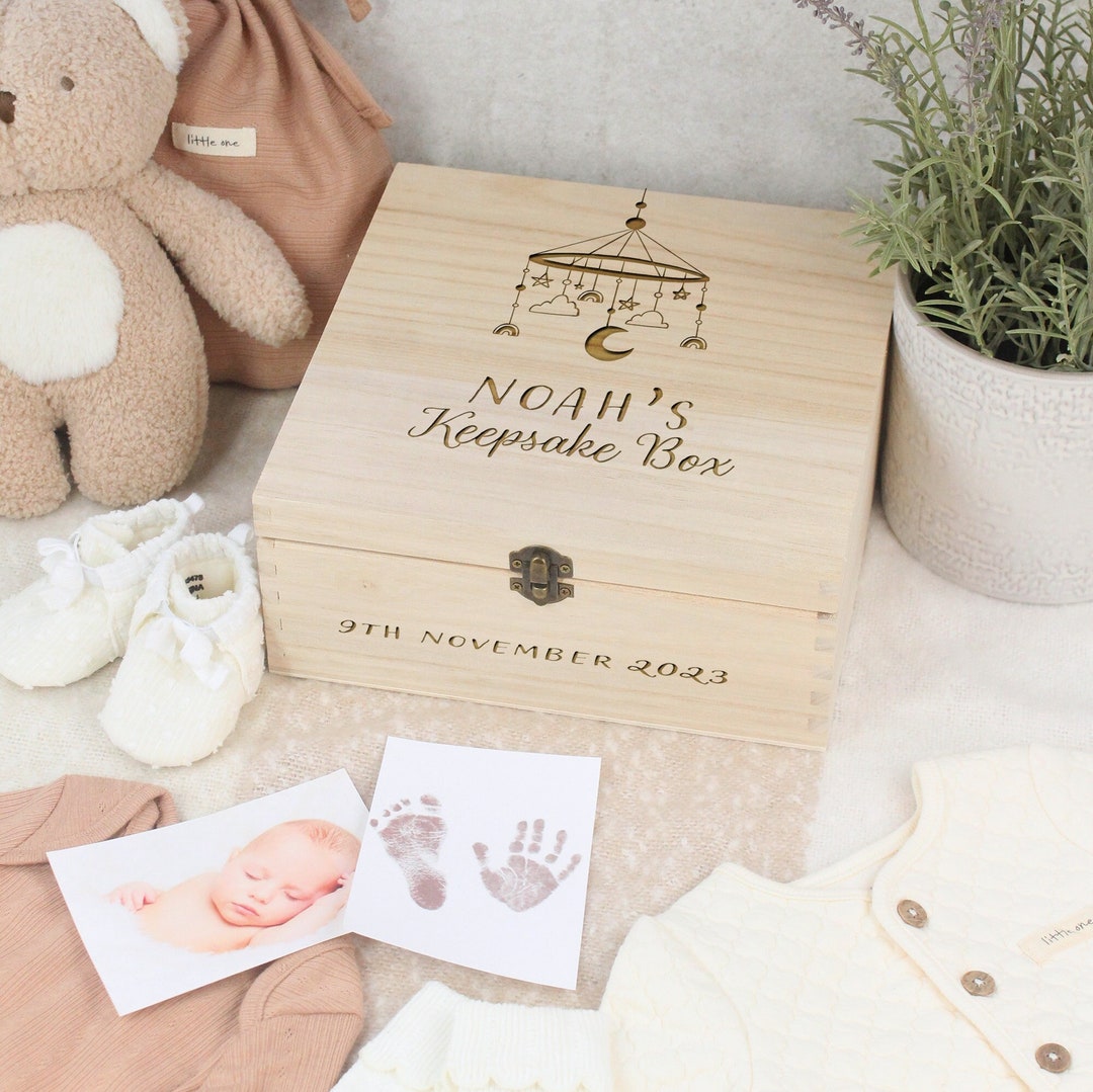 New Baby Wooden Personalised Keepsake Box, New Born Baby, Luxury Baby ...