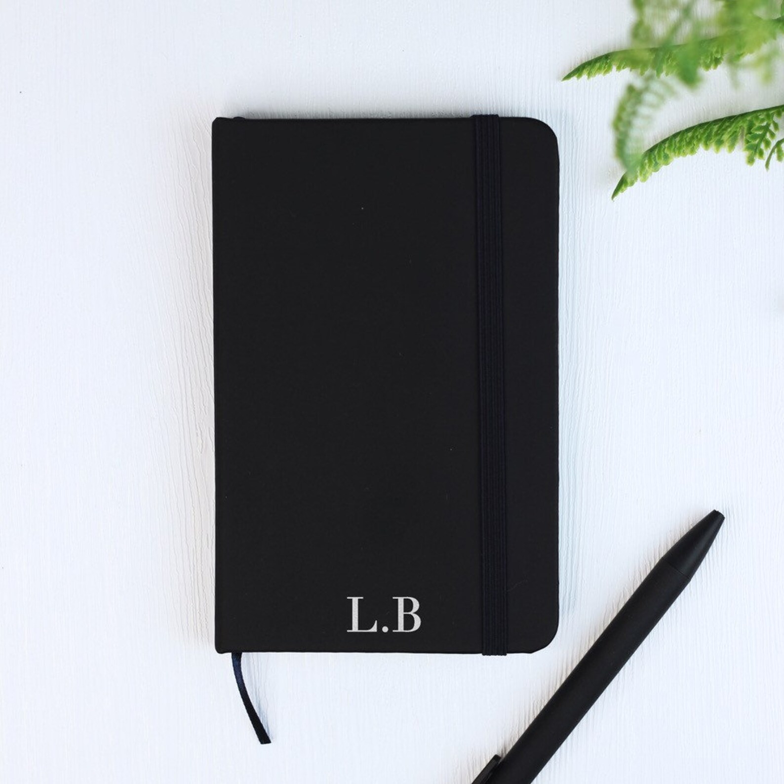 Initial Notebook With Lined White Paper Pages, Black Personalised A6 A5 ...