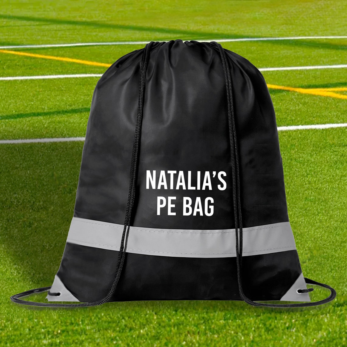 Personalised High Viz Reflective Drawstring Bag Back to School Children ...