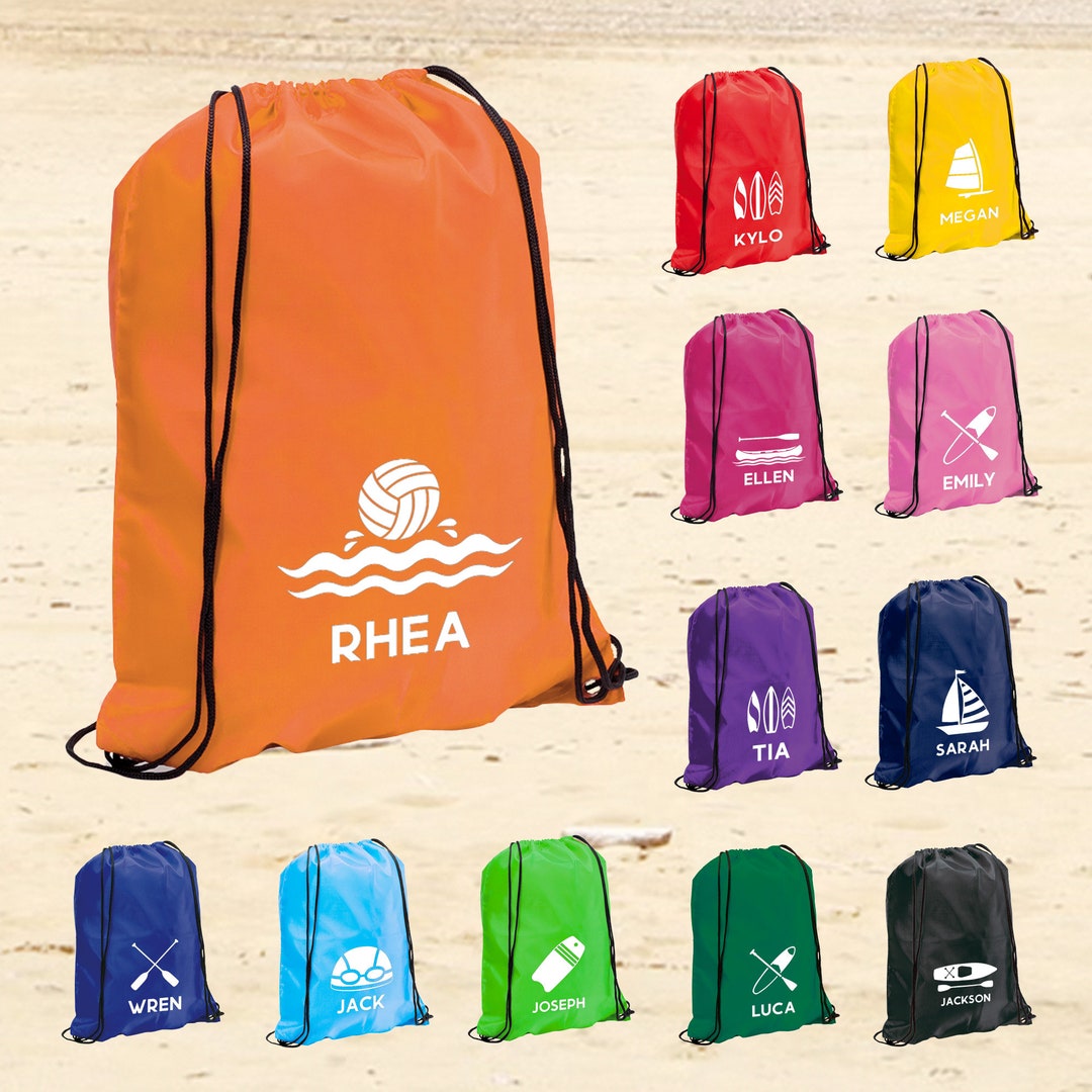 Personalised Water Sport Drawstring Bag Back to School Childrens Hobby ...