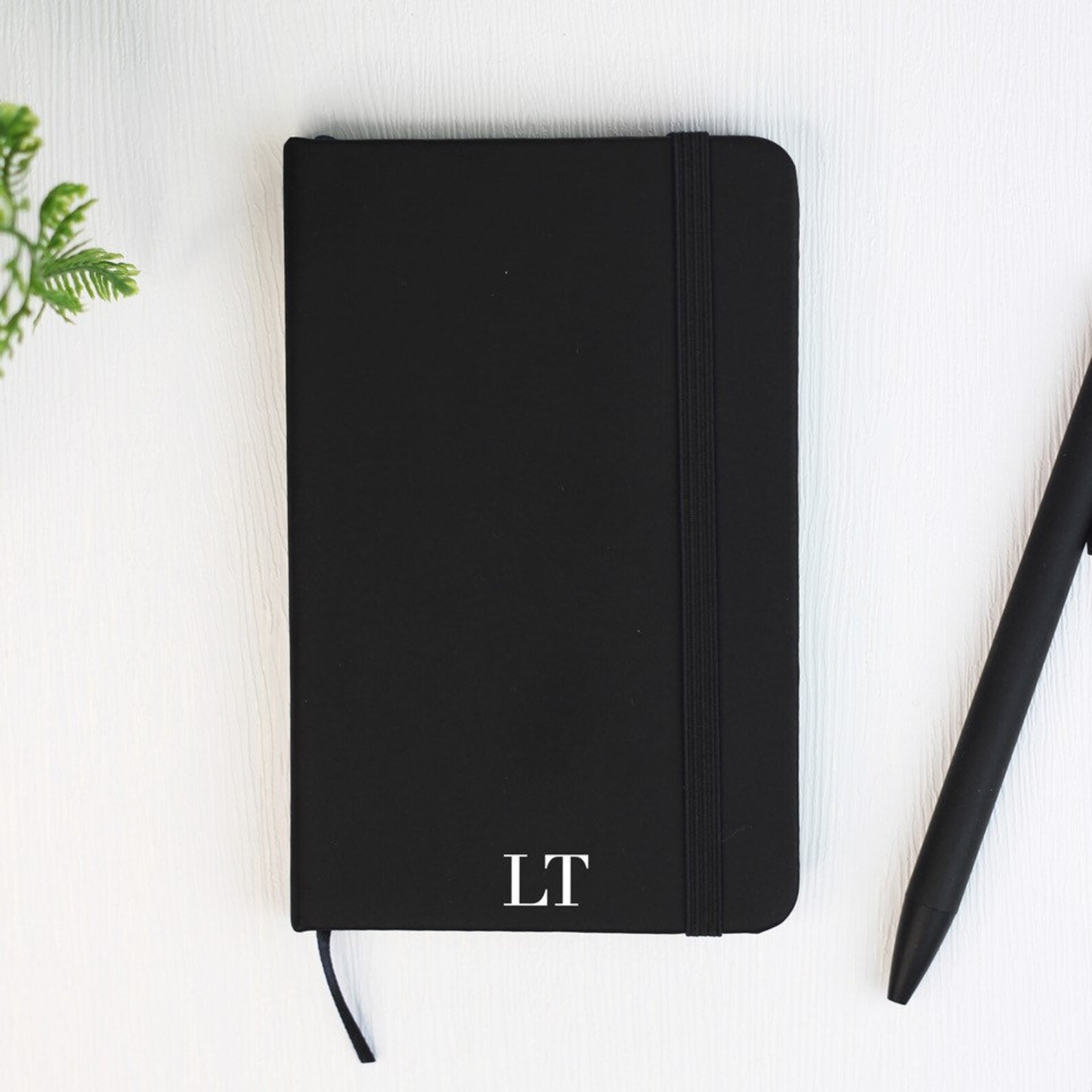 Initial Notebook With Lined White Paper Pages, Black Personalised A6 A5 ...