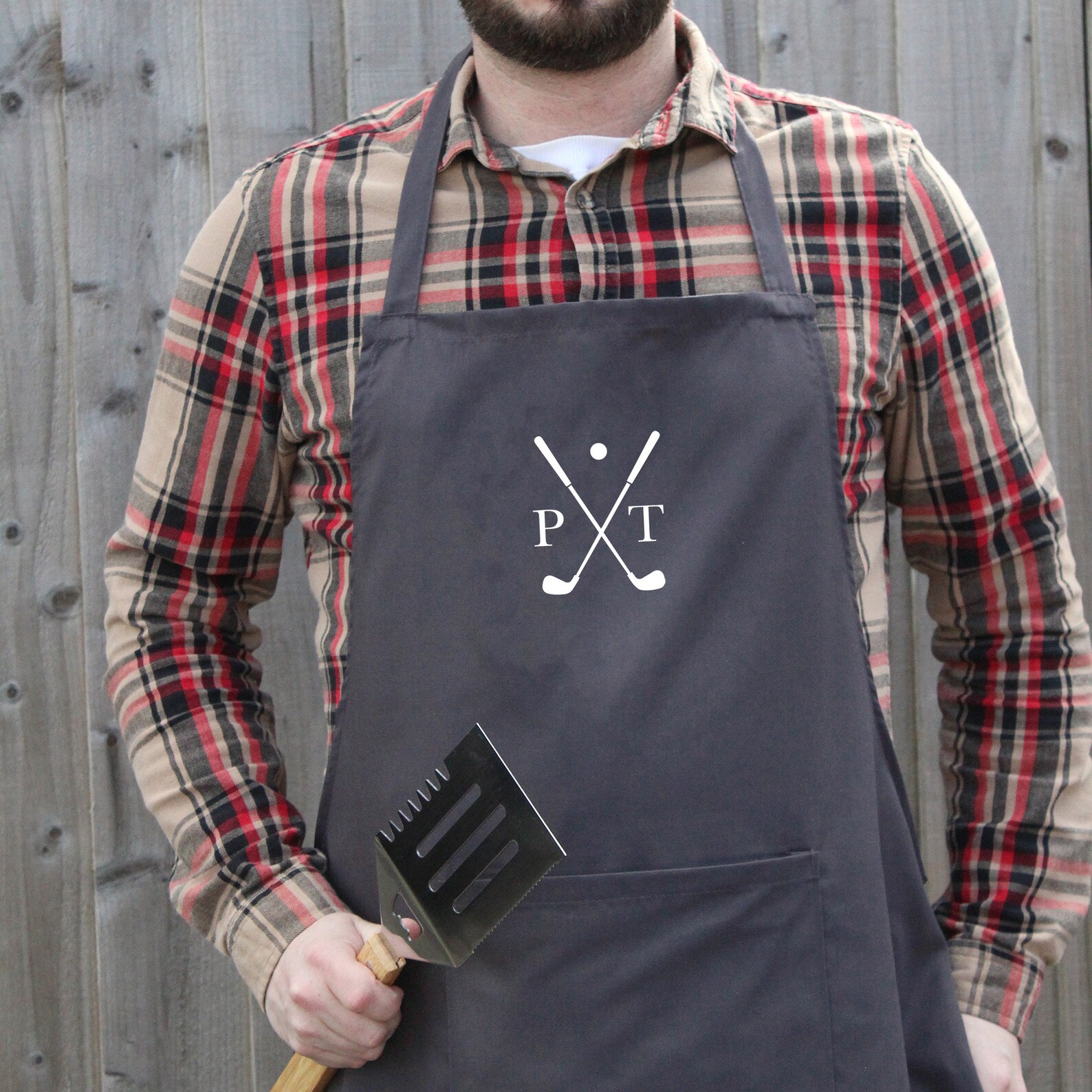 Black Dad’s Cooking Apron, Personalised Monogram Apron With Crossed ...