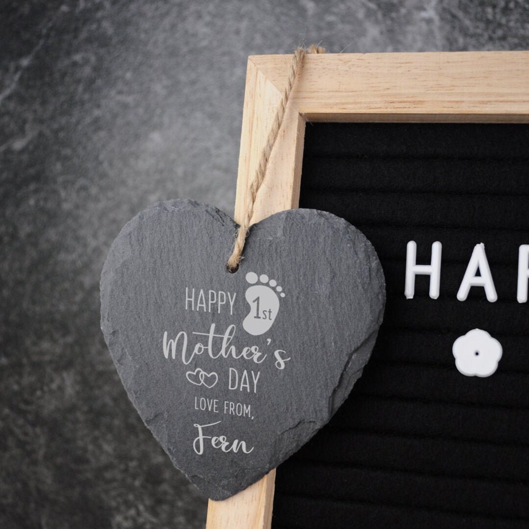 Personalised Slate Heart Hanging Decoration, First Mothers Day Gift ...