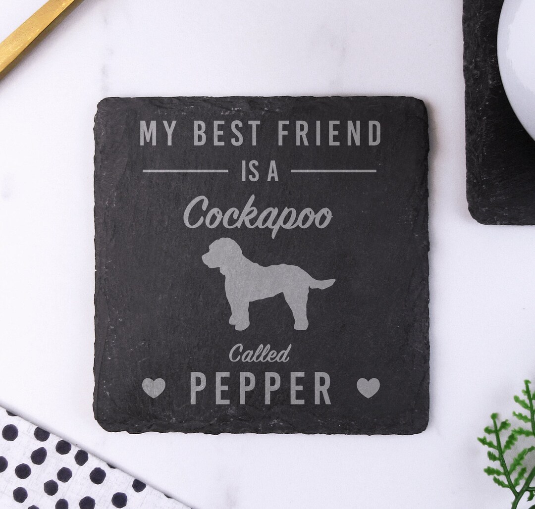Cockapoo Dog Coaster, Cockapoo Dog Slate Coaster, Personalised Cockapoo ...