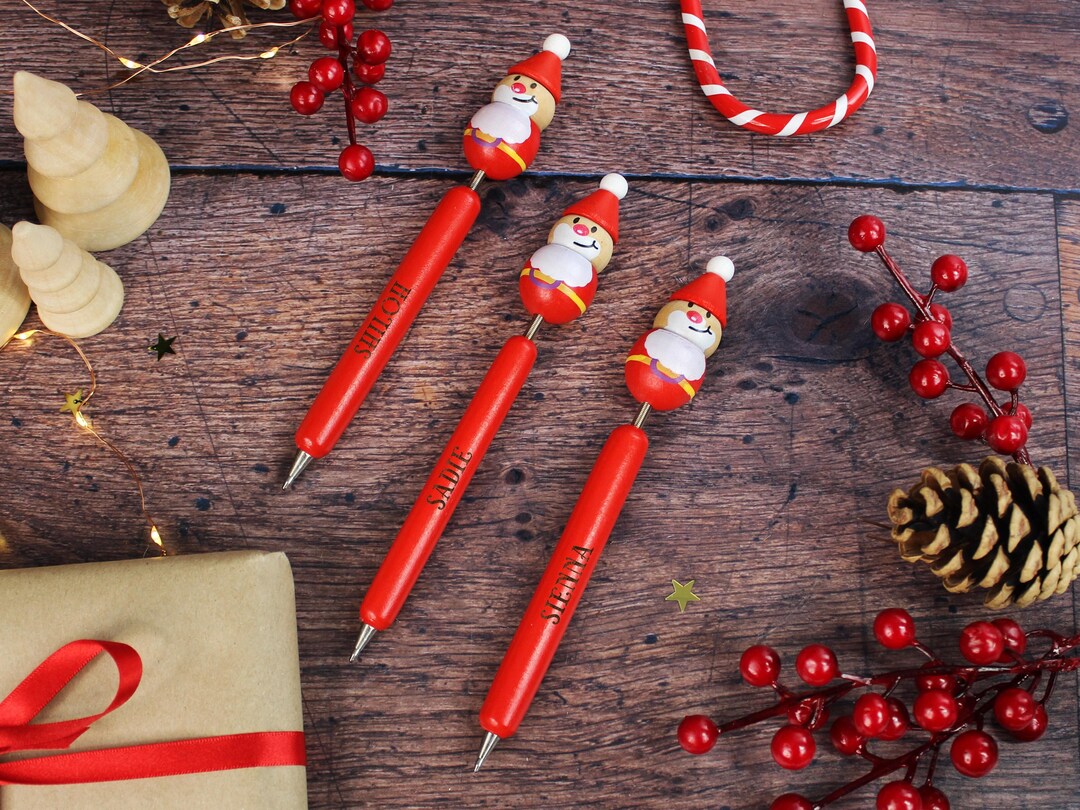 Personalised Christmas Pen With Santa Topper, Blue Ink Ballpoint Santa ...