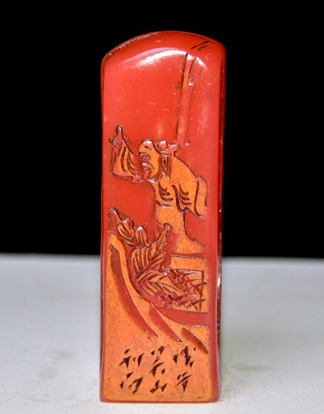 Chinese Antique Pure Hand-carved Exquisite Rare Shoushan Stone Red ...