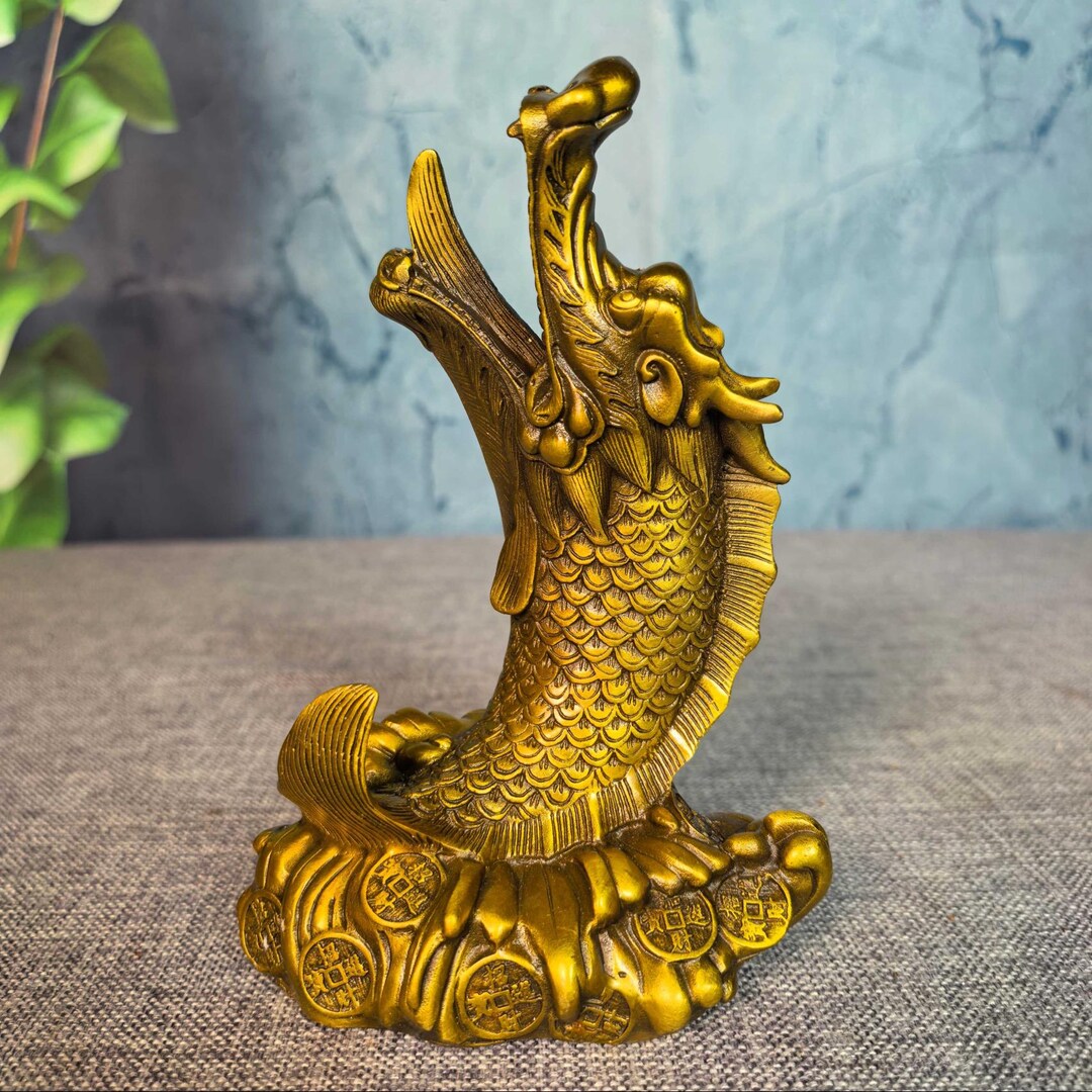 Chinese Antique Handcrafted Exquisite Rare Pure Copper Dragon Fish ...