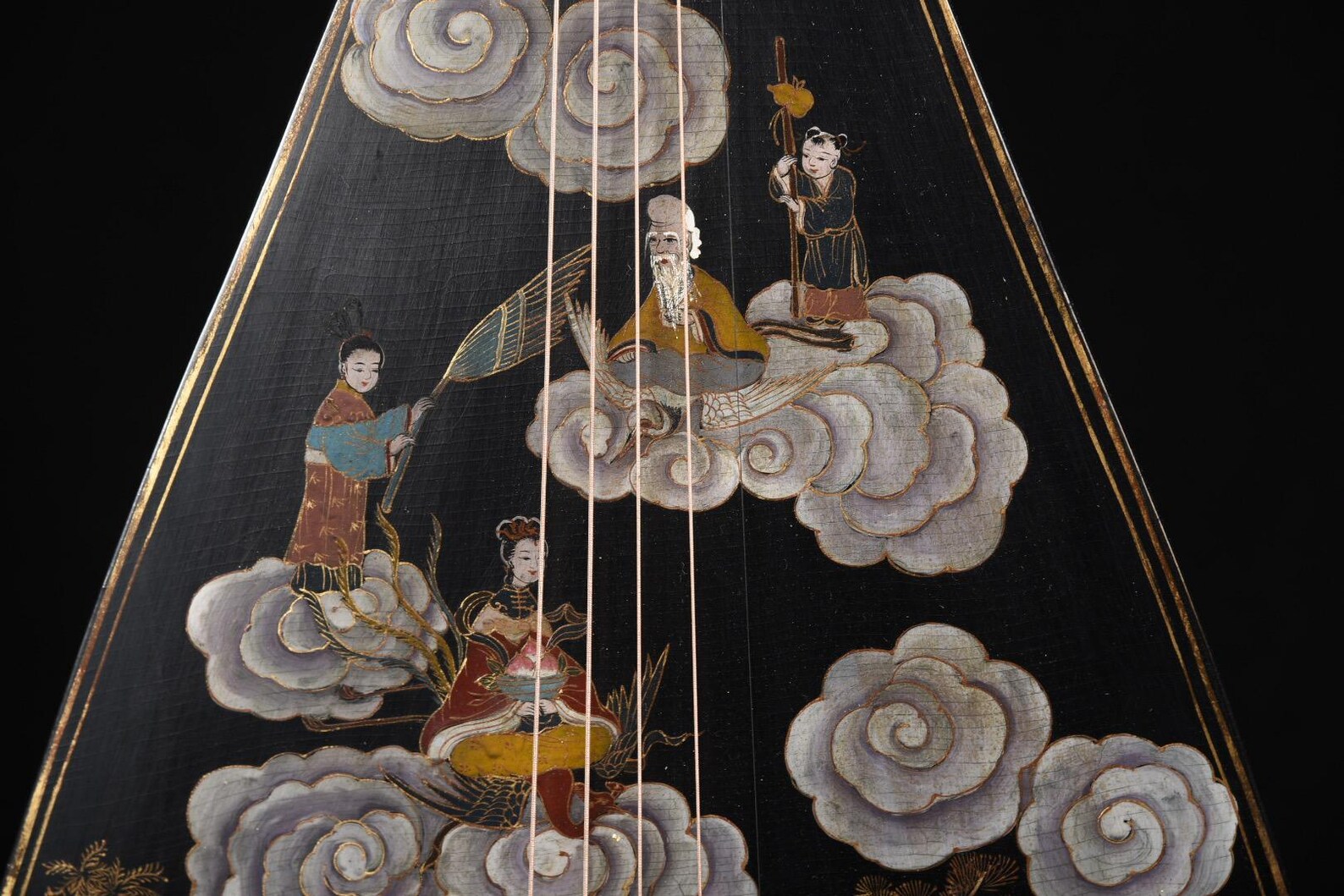 A Chinese Antique Pipa, Handcrafted With a Wooden Base and Lacquer ...