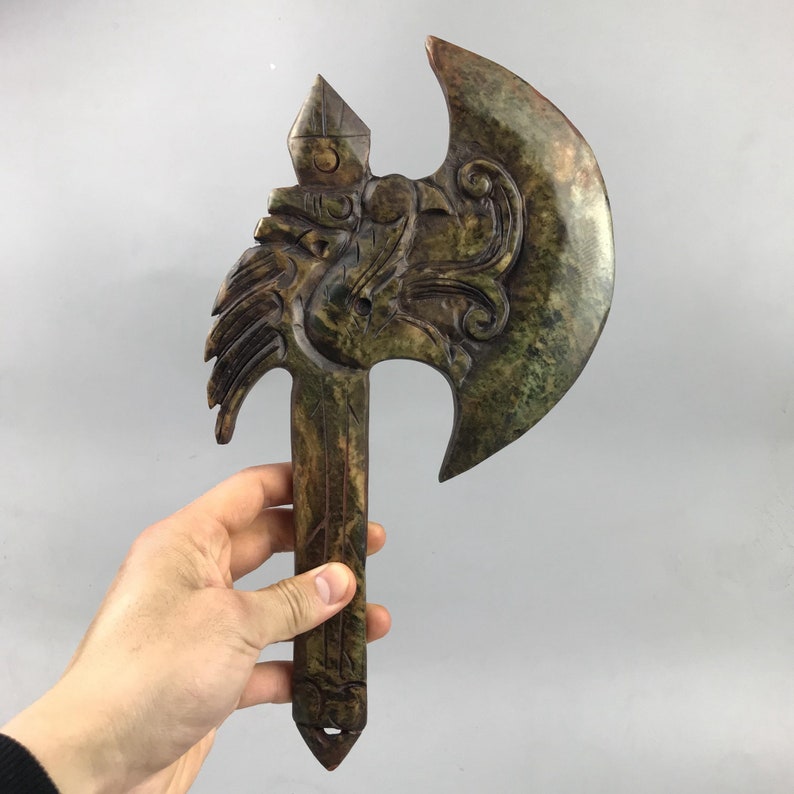 Natural Jade Pure Hand Carved Dragon Axe - Etsy