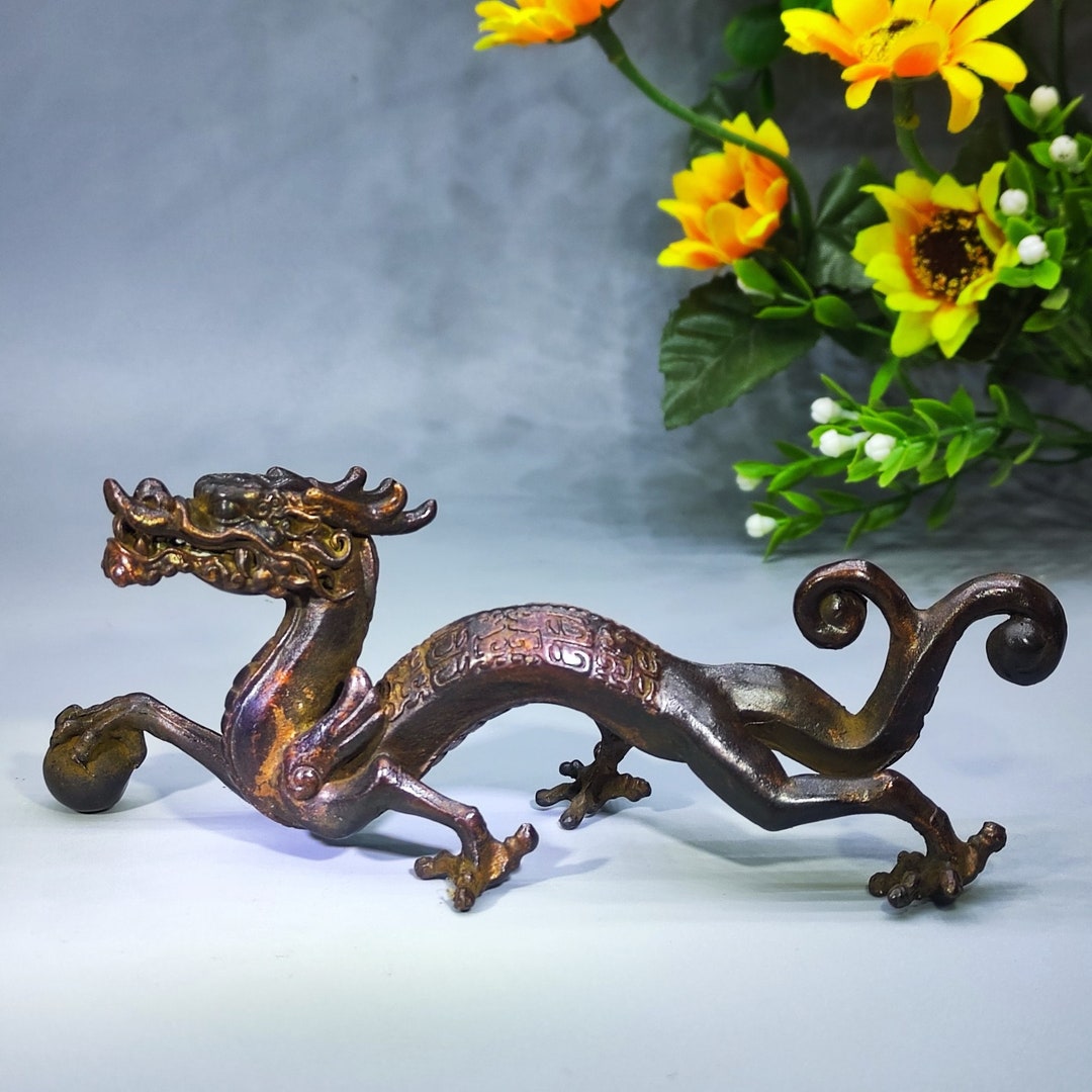 Exquisite and Rare Pure Copper Dragon Statue Ornaments Handmade From ...