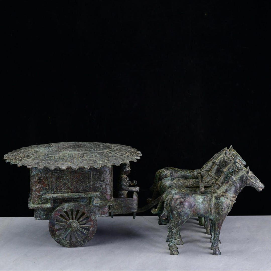 Chinese Antique Pure Hand-made Large Exquisite Rare Bronze Inlaid Gold ...