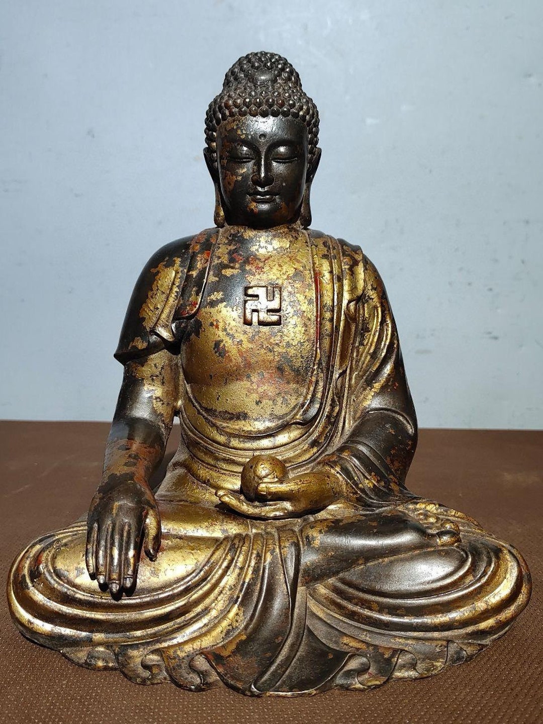 Chinese Antique Pure Hand-made Exquisite Rare Pure Copper Mud Gold ...