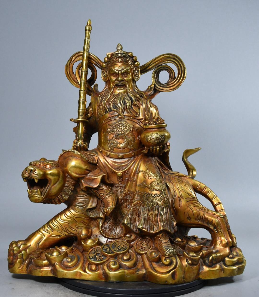 Chinese Antique Pure Handmade Exquisite Rare Pure Copper Zhao Gongming ...