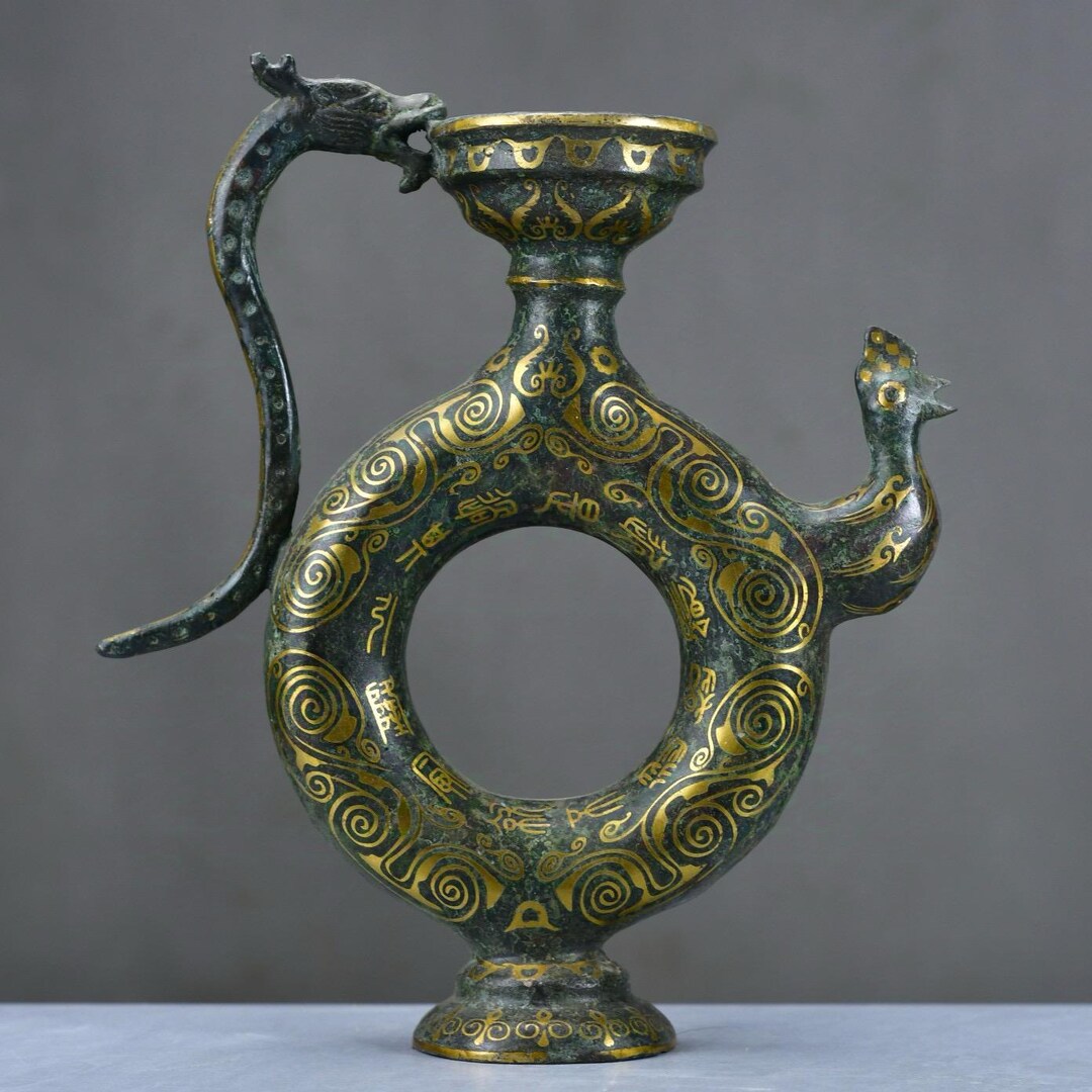 Exquisite and Rare Bronze Chicken Head Pot Statue Ornament Crafted by ...