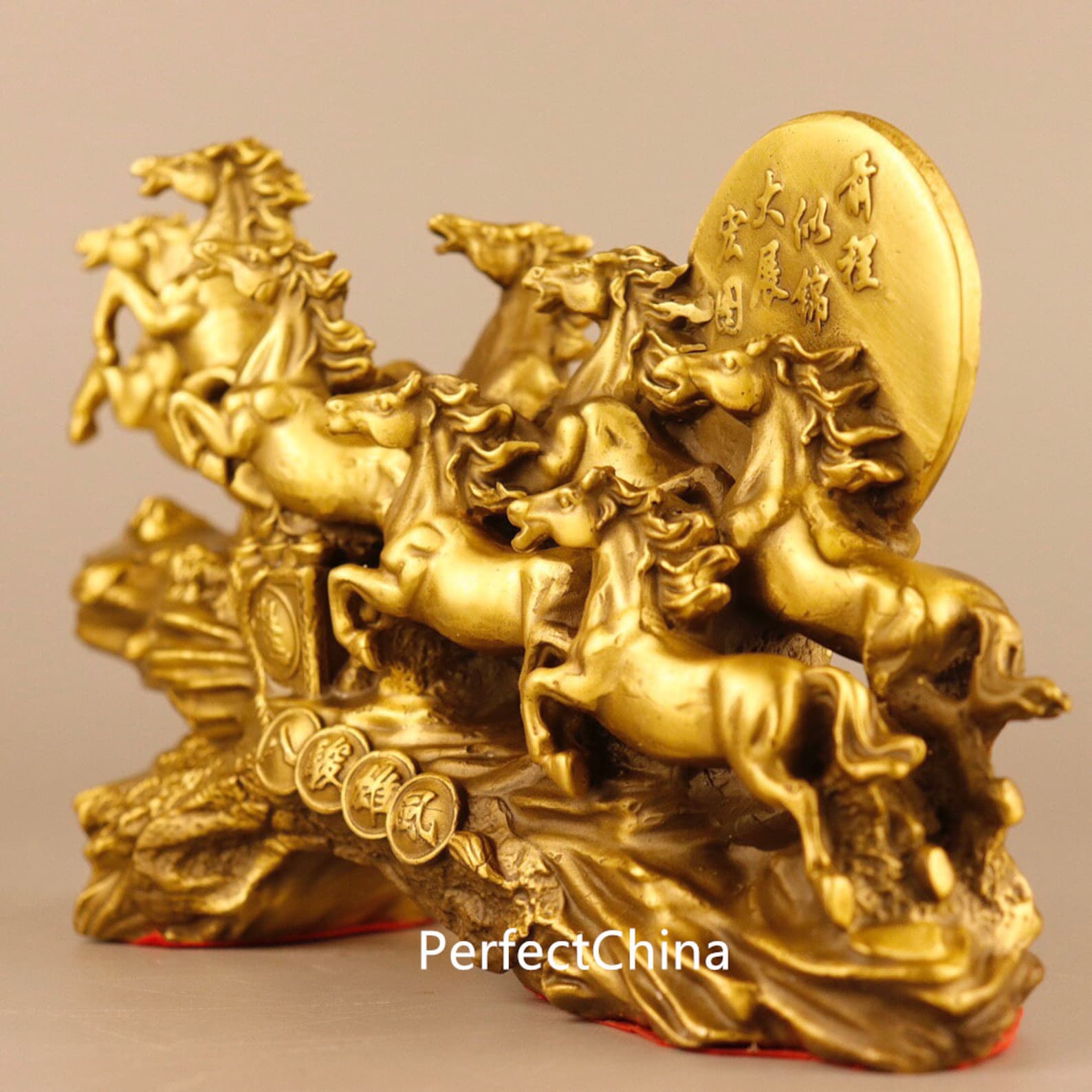 Handmade Gilt Copper Eight Horses Statue - Etsy