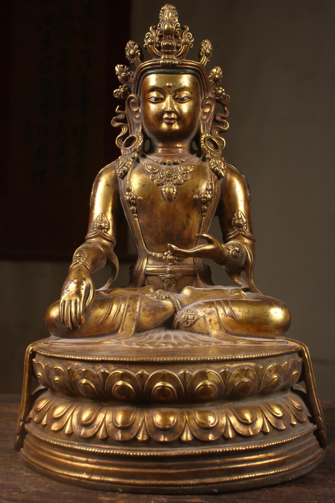 Chinese Antique Handmade Exquisite Rare Pure Copper Gilt Tara Buddha ...