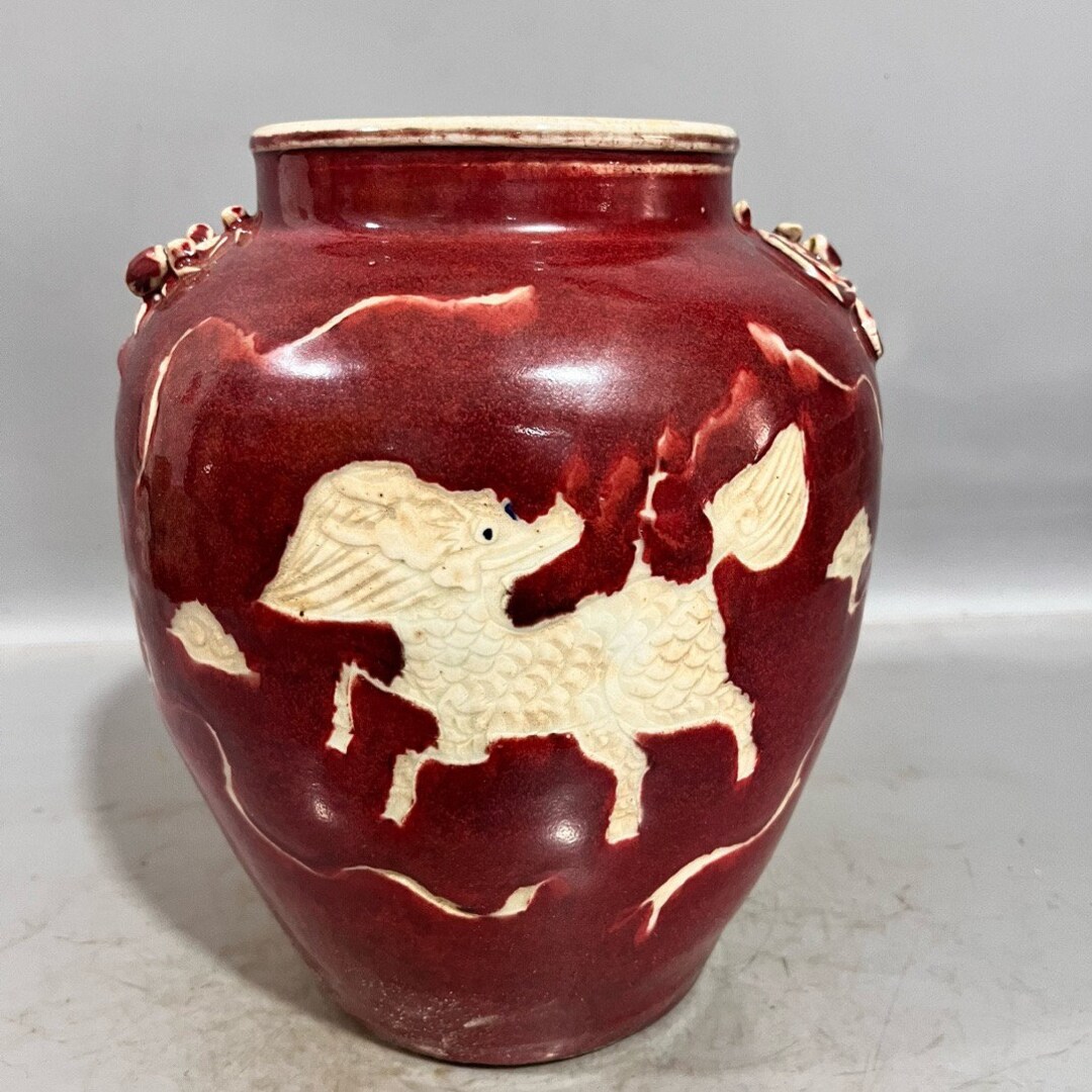 Chinese Antique Pure Hand-painted Exquisite Rare Sacrificial Red Glaze ...