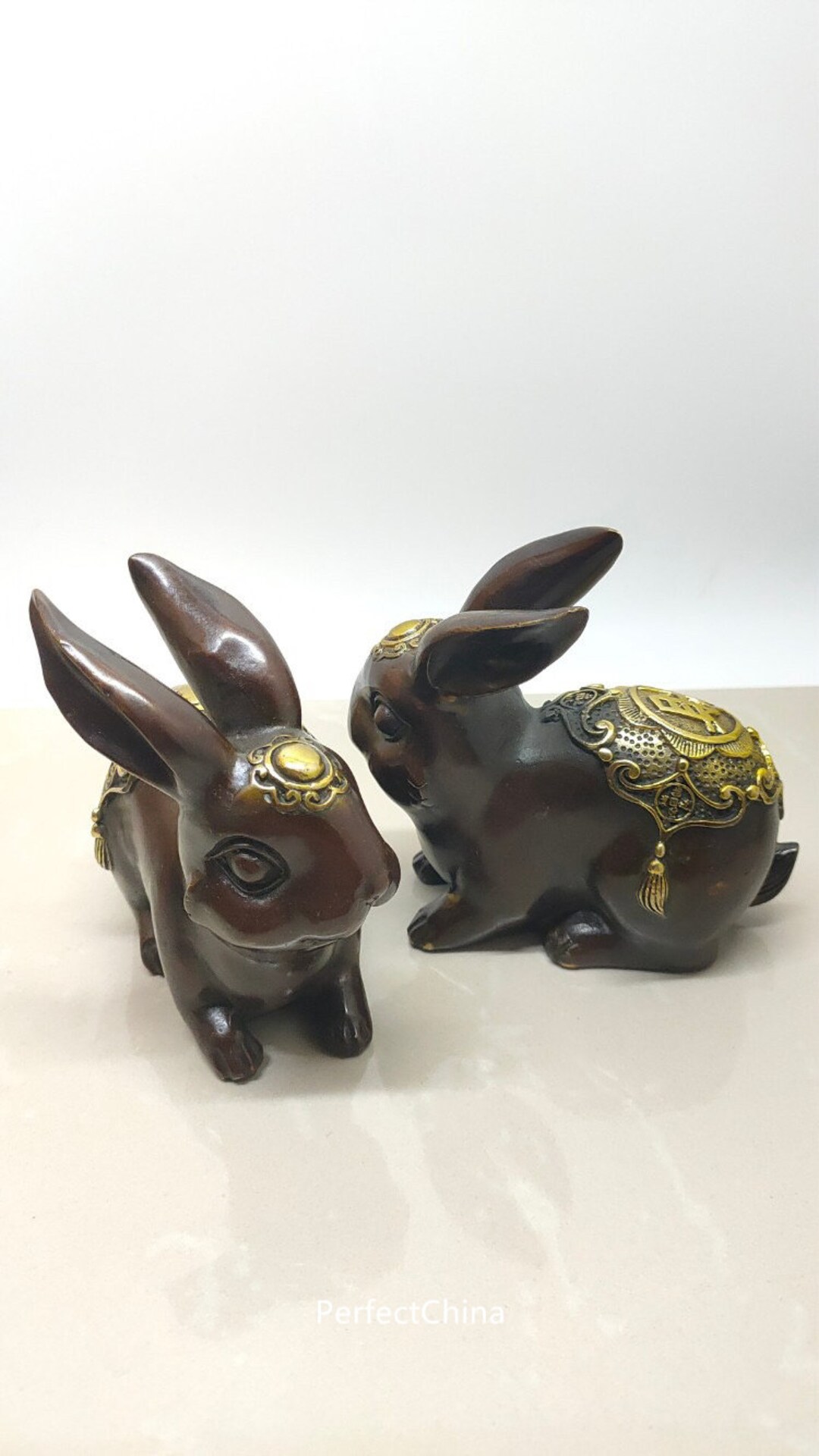 A Pair of Exquisite and Rare Bronze Gilded Chinese Zodiac Rabbit ...