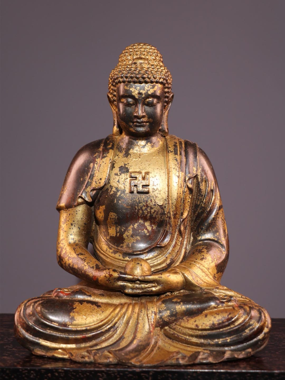 Chinese Antique Pure Hand-made Exquisite Rare Pure Copper Mud Gold ...