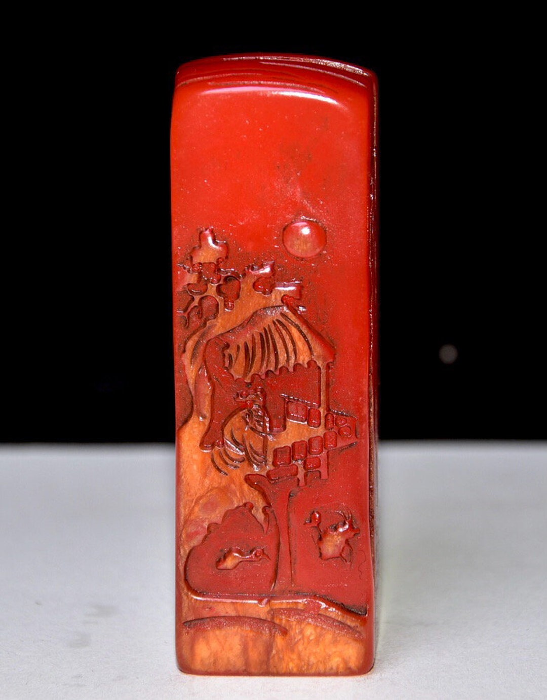 Chinese Antique Pure Hand-carved Exquisite Rare Shoushan Stone Red ...