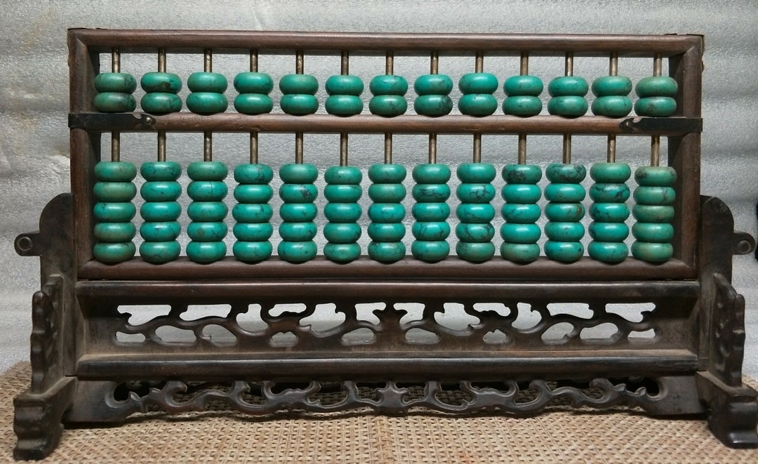 The Ancient Chinese Wooden Abacus Statue is Handmade, Inlaid With Red ...