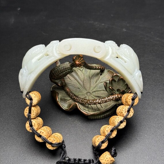 Chinese white jade pure hand-carved exquisite rare do… - Gem