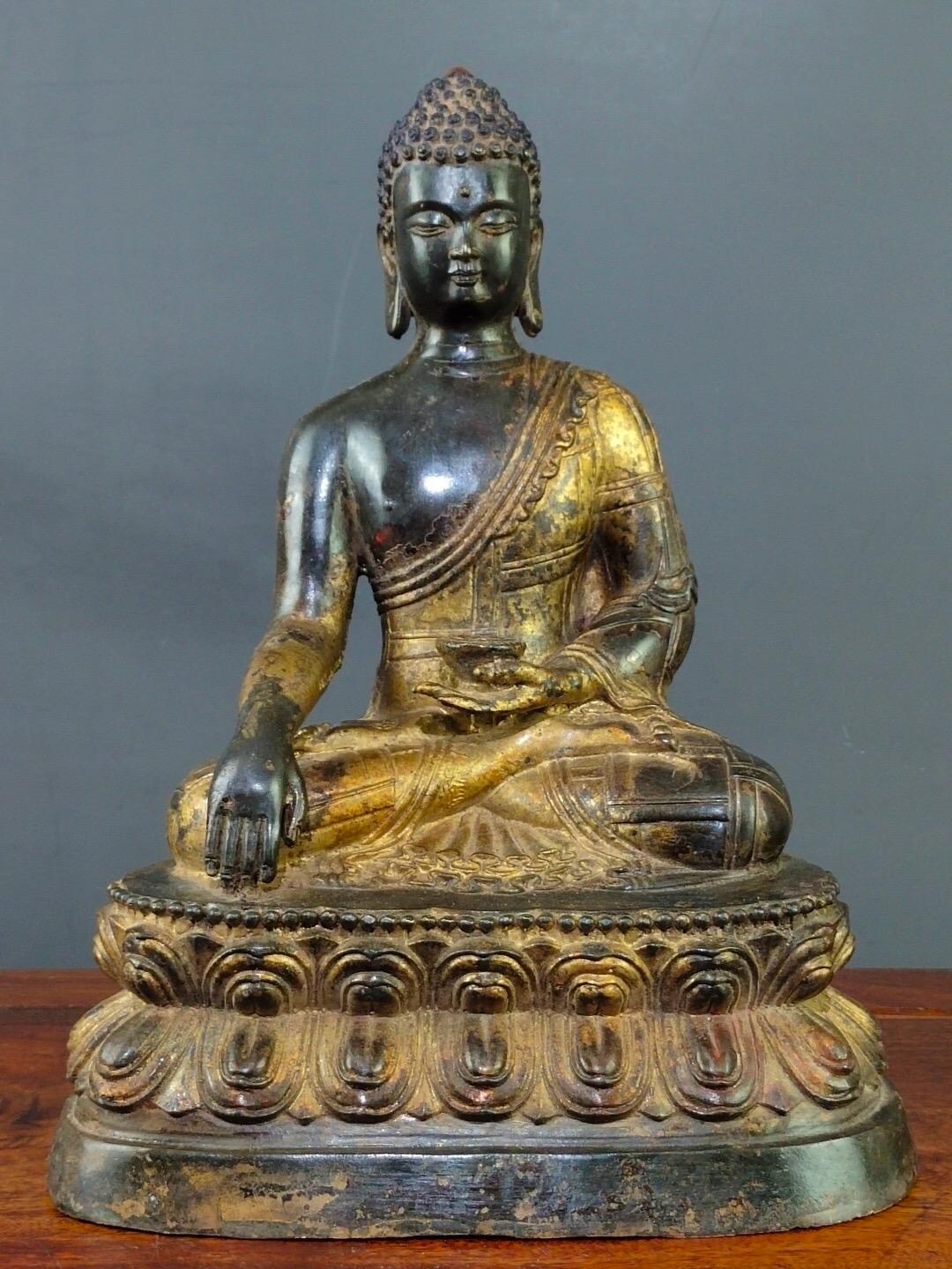 Exquisite and Rare Handmade Antique Chinese Bronze Cinnabar Buddha ...