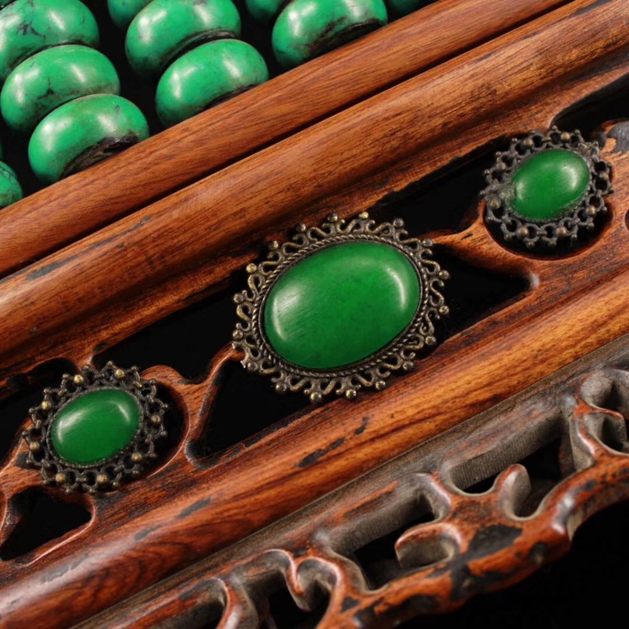 Handcrafted Carved Ebony Abacus Inlaid With Gems | Etsy