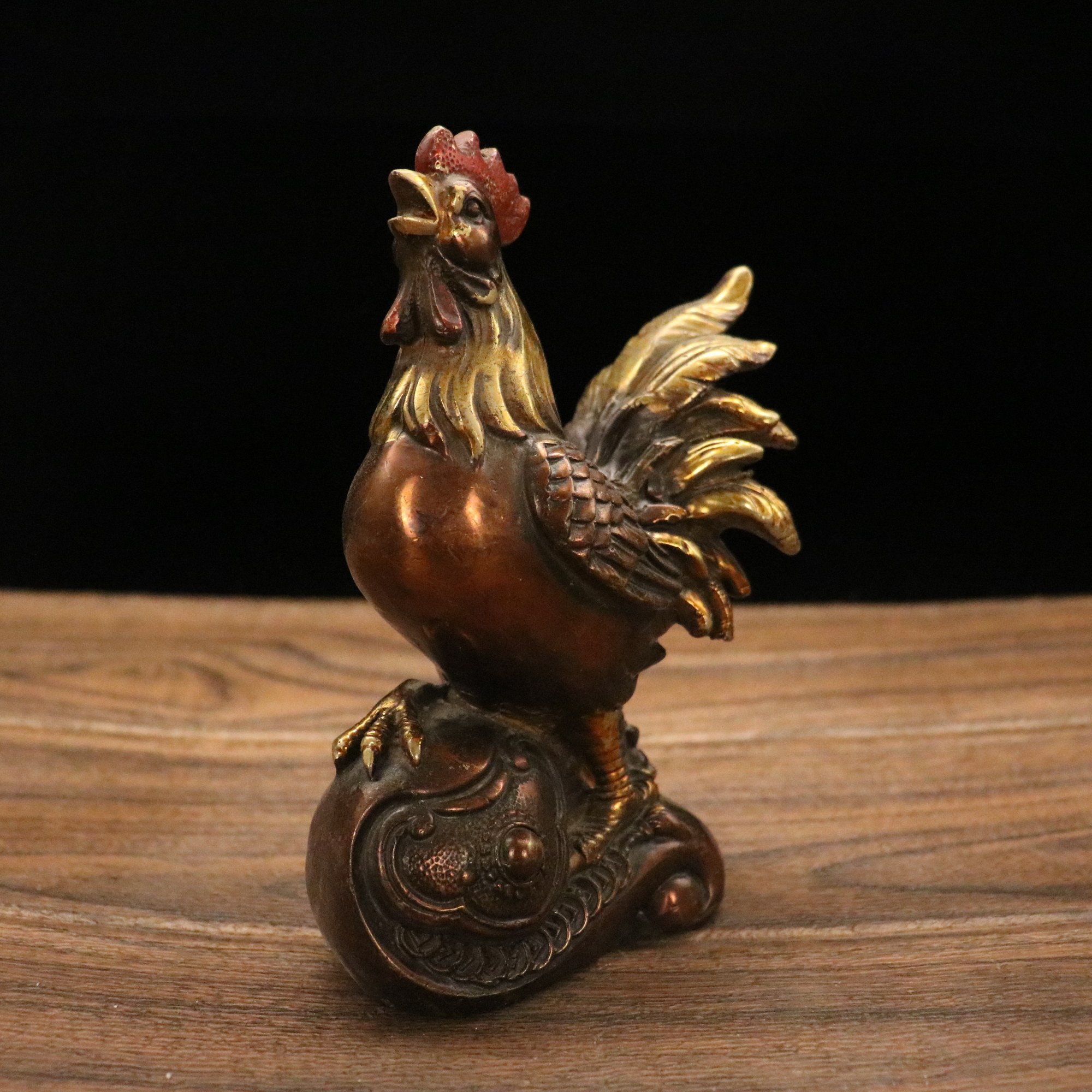 Chinese Antique Refined Brass Rooster Statue - Etsy