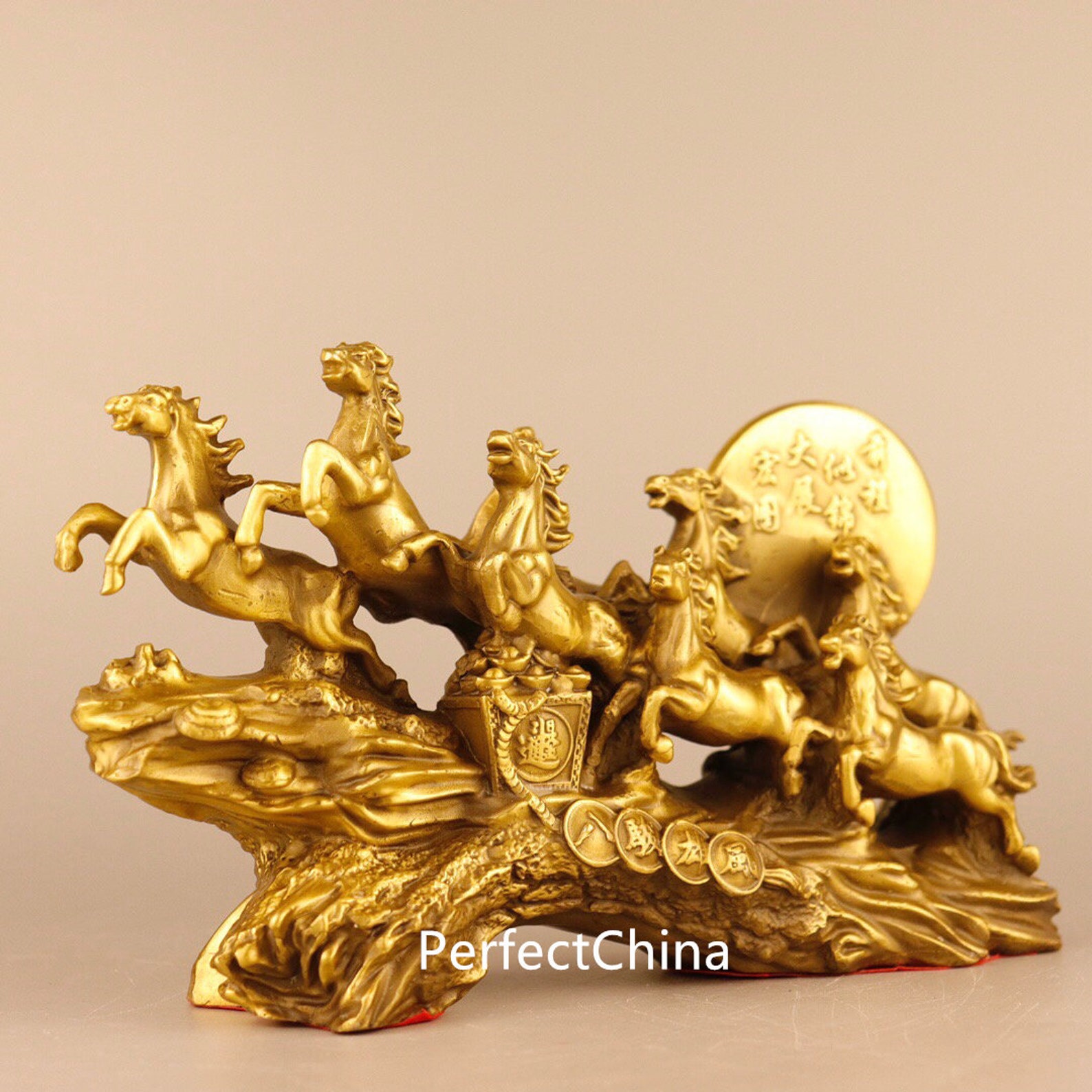 Handmade Gilt Copper Eight Horses Statue - Etsy
