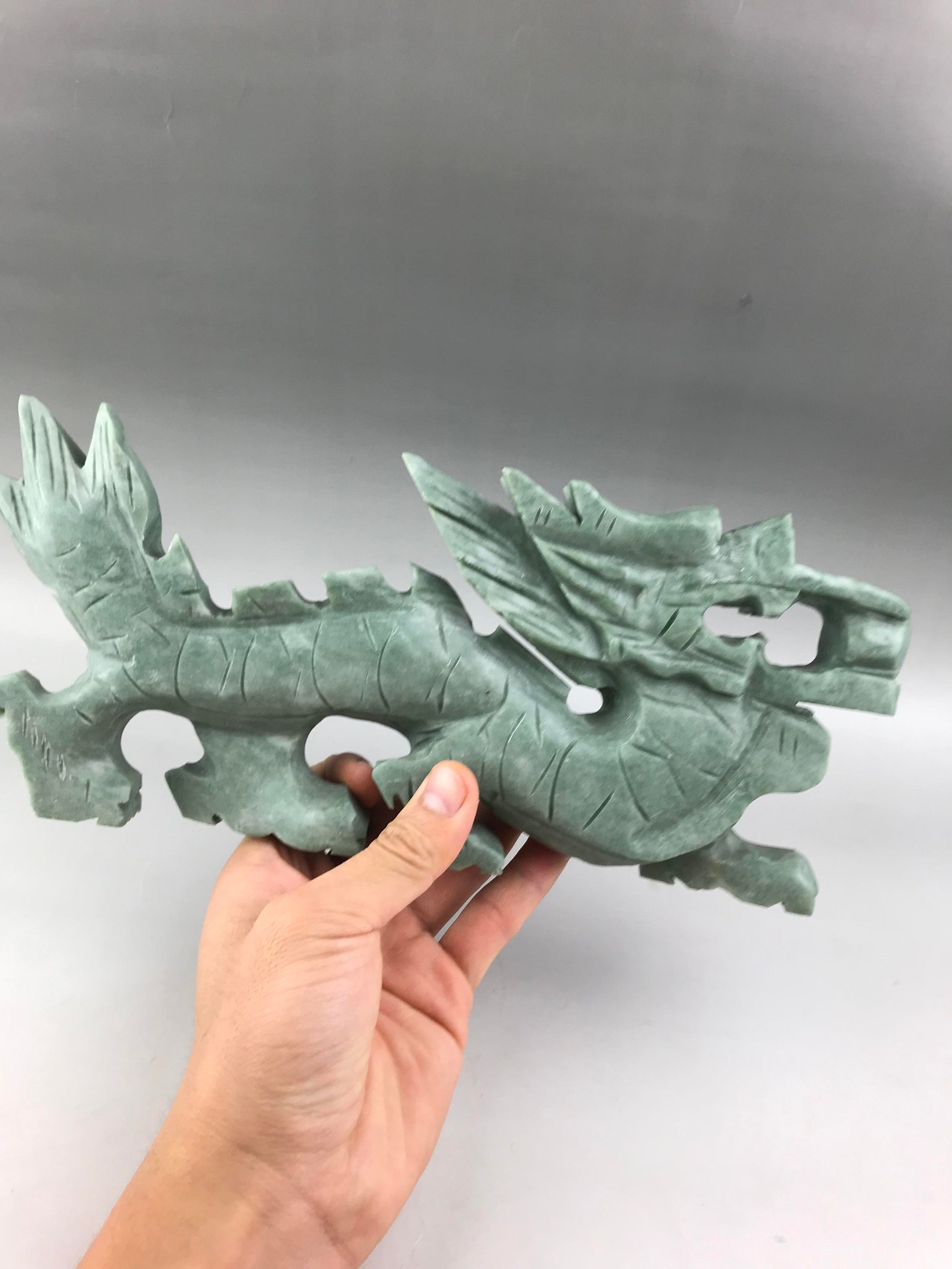 A Dragon Carved by Hand on a Large Pure Natural Jade Statue in - Etsy