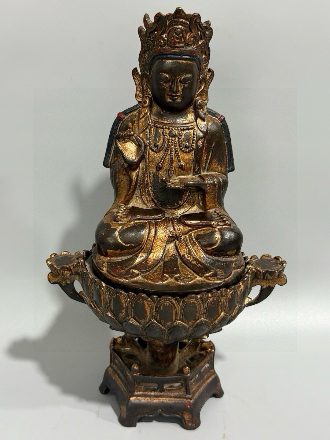 Exquisite and Rare Pure Copper Lotus Goddess Buddha Carvings Crafted by ...