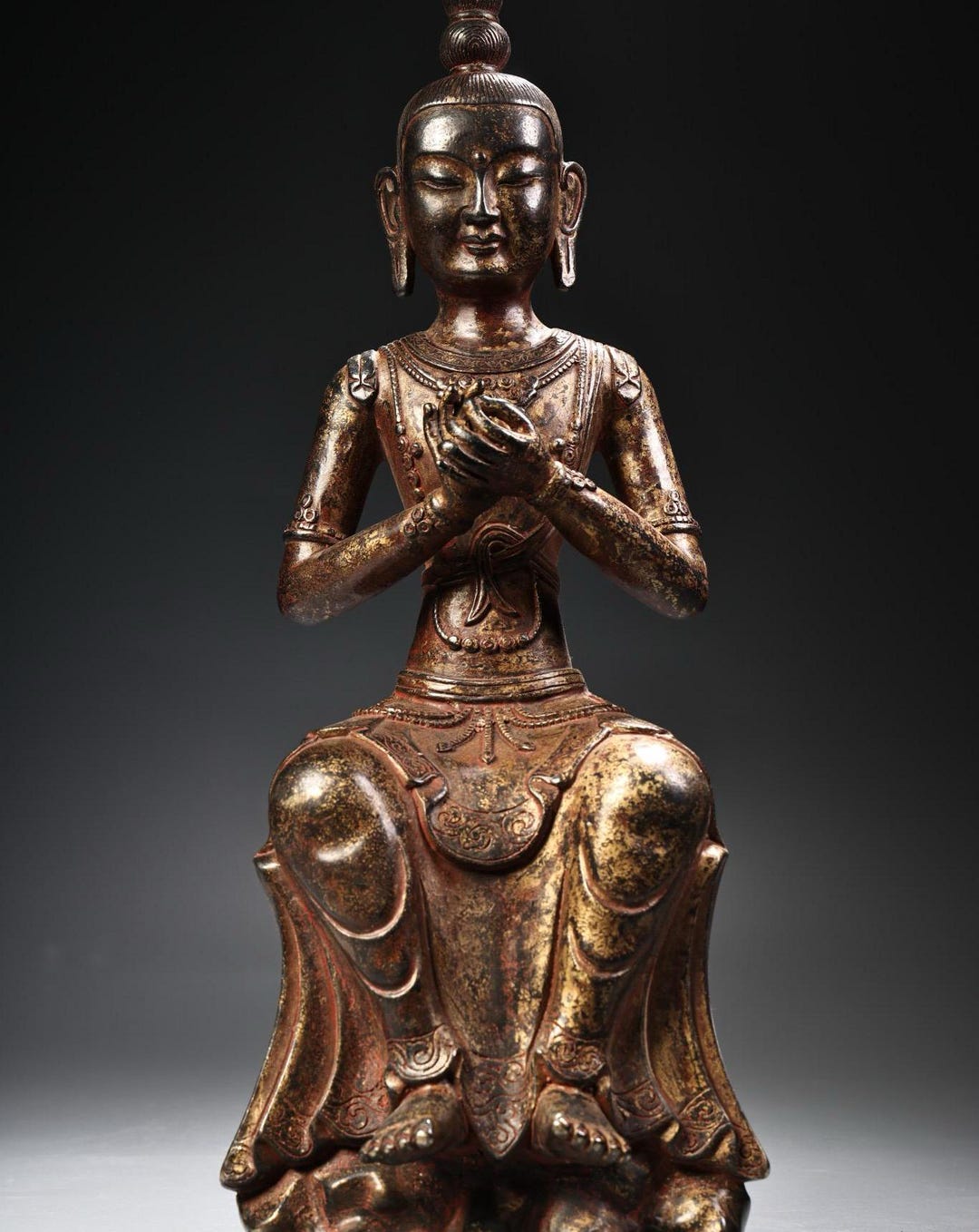 Chinese Antique Pure Hand-made Pure Copper High Relief Chiseled Mud ...