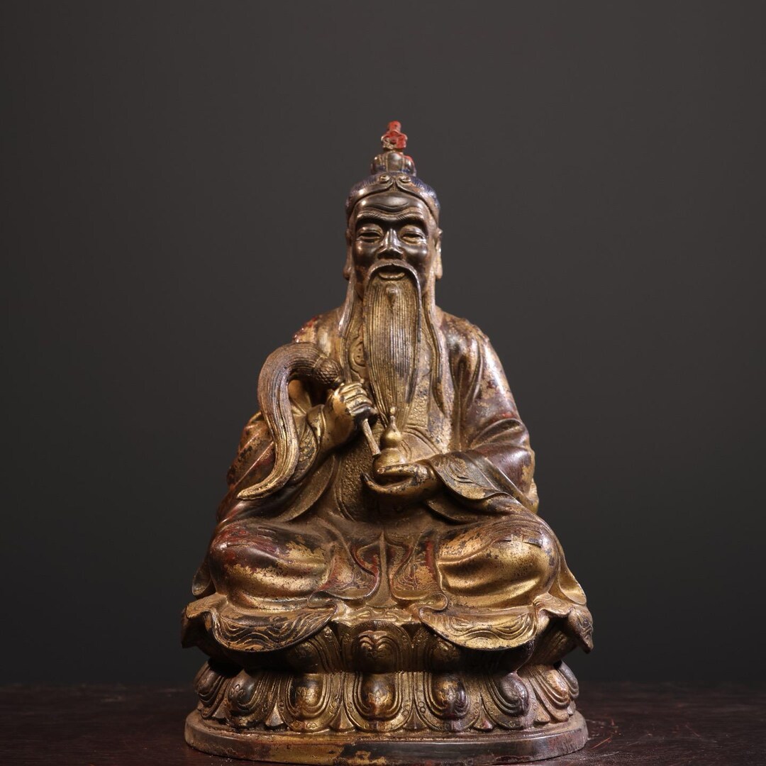 Exquisite Handcrafted Pure Copper Cinnabar Laozi Buddha Statue From ...