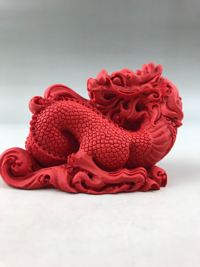 Chinese Natural Cinnabar Statue: a Dragon Carved by Hand - Etsy