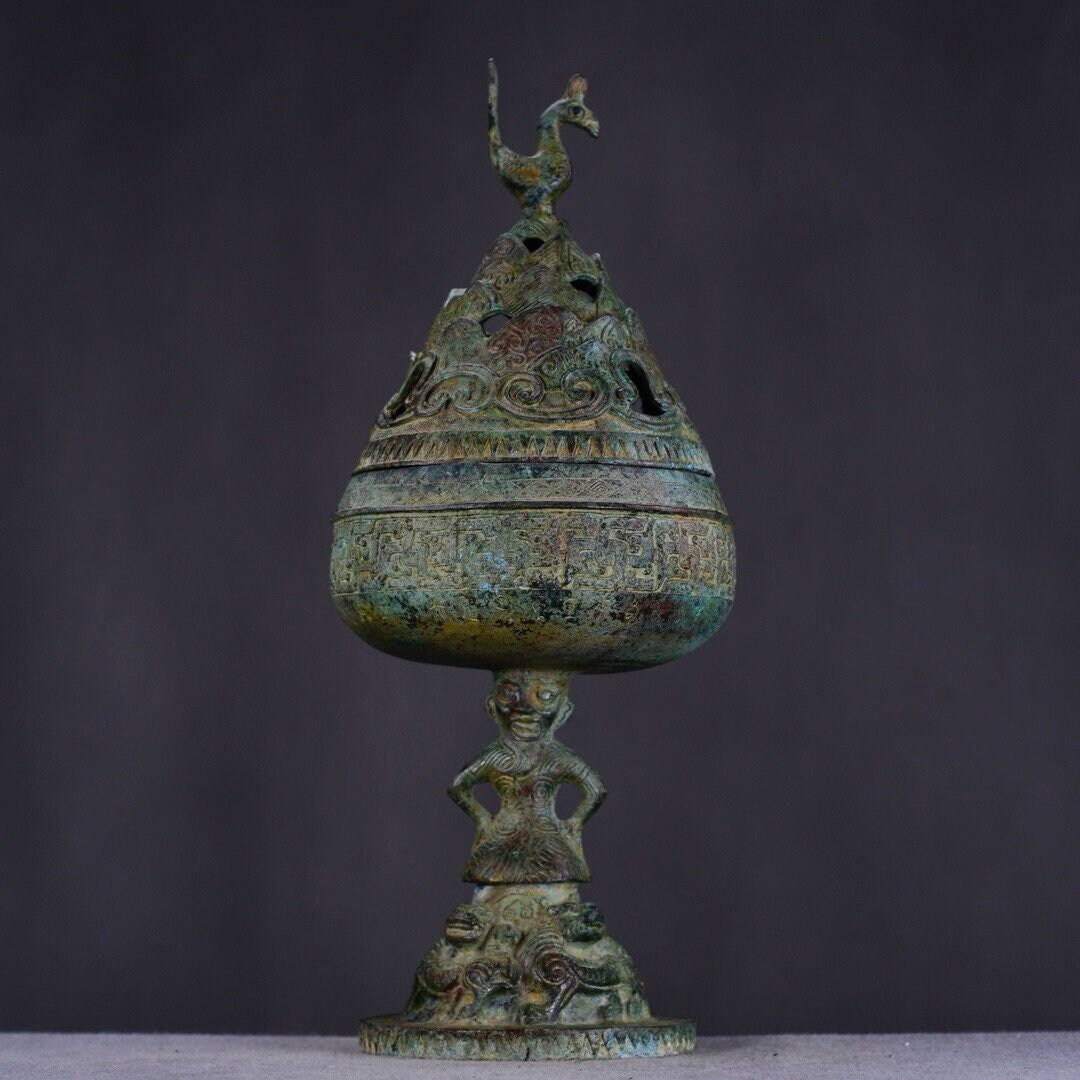 Chinese Antique Pure Handmade Exquisite Rare Bronze Boshan Furnace ...