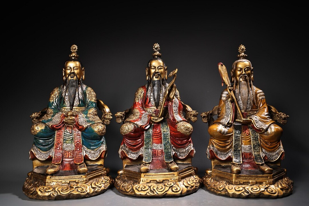 Copper Three Pure Ones Statues, Chinese Antiques, Handcrafted Set - Etsy