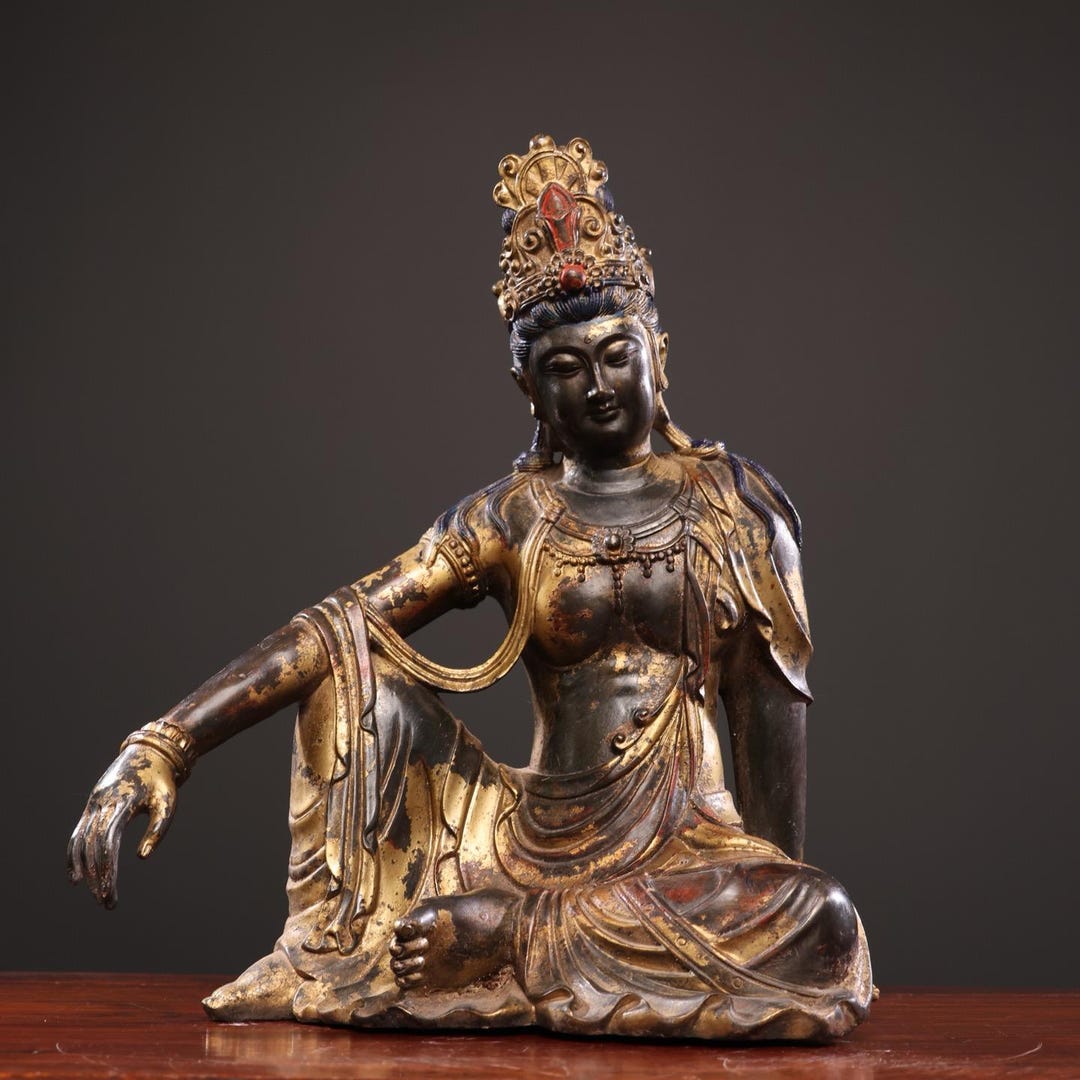 Exquisite and Rare Antique Chinese Handcrafted Pure Copper Guanyin ...